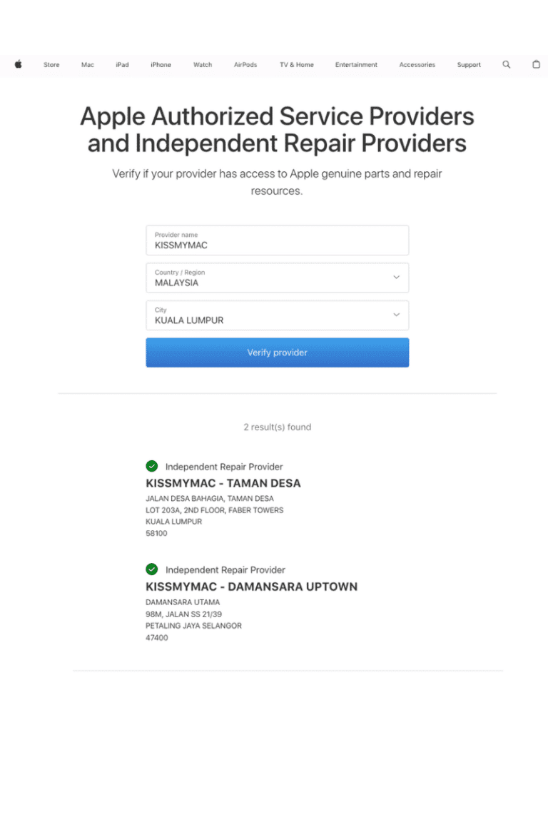 #1 Certified Independent Repair Provider Malaysia -KissMyMac